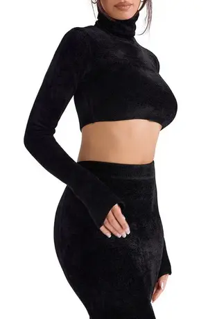 House Of Cb Suri Crop Chenille Turtleneck Sweater
