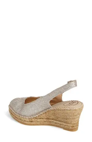 TONI PONS Calafell Slingback Espadrille Wedge - Platinum Fabric