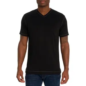 Robert Graham Eastwood V-neck Cotton Blend T-shirt - Black