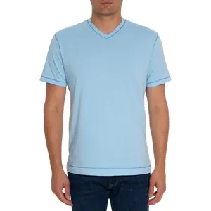 Robert Graham Eastwood V-neck Cotton Blend T-shirt - Light Blue