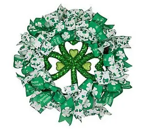 NORTHLIGHT Shamrocks & Ribbons St. Patrick's Da Wreath 24 - One-color
