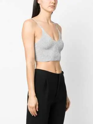Alberta Ferretti Ribbed V-neck Cami Top