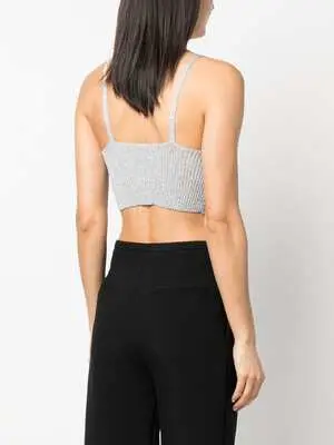 Alberta Ferretti Ribbed V-neck Cami Top