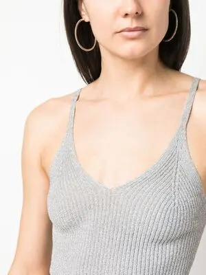 Alberta Ferretti Ribbed V-neck Cami Top