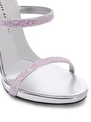 GIUSEPPE ZANOTTI 120mm Glittered Sandals - Pink