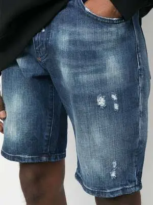 Philipp Plein Distressed-effect Denim Shorts - Blue