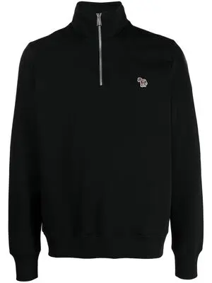 Paul Smith Logo-embroidered Funnel Neck Sweatshirt - Black