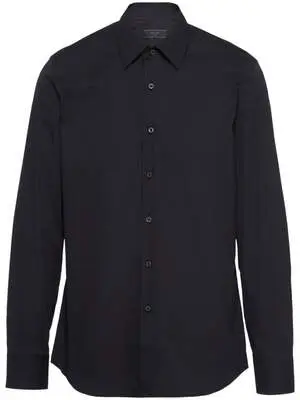 Prada Long-sleeved Poplin Shirt - Black