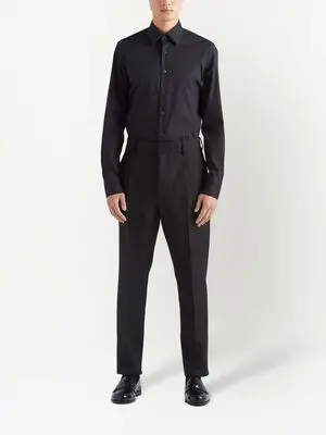 Prada Long-sleeved Poplin Shirt - Black