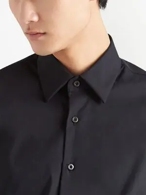 Prada Long-sleeved Poplin Shirt - Black