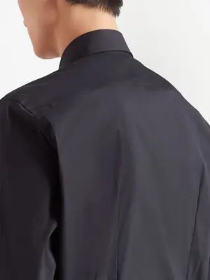 Prada Long-sleeved Poplin Shirt - Black