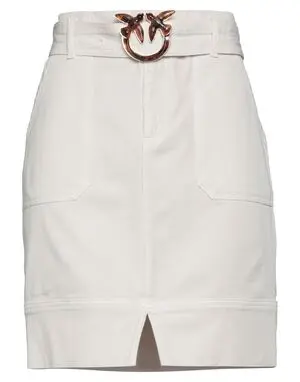 Pinko Mini Gabardine Skirt With Belt - Ivory