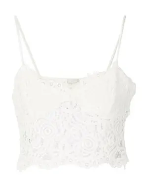8 BY YOOX Lace Corset Crop Top Top Size Cotton, Viscose, Polyamide, Polyester
