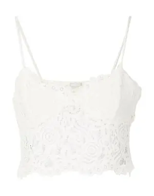 8 BY YOOX Lace Corset Crop Top Top Size Cotton, Viscose, Polyamide, Polyester