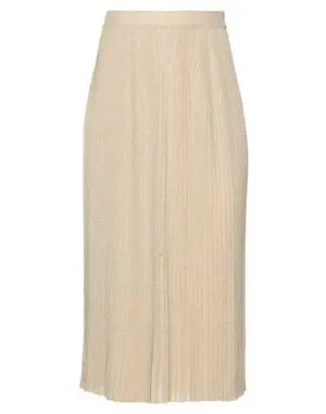 Elisabetta Franchi Midi Pleated Knit Skirt Gold