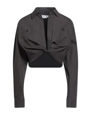 Off-White Cropped Gabardine Top - Grey