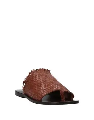STRATEGIA Leather Thong Sandals - Brown