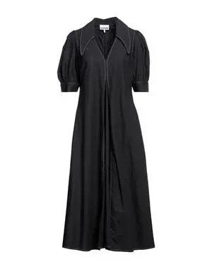GANNI Midi Dress In Organic Cotton - Black