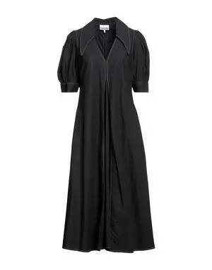 GANNI Midi Dress In Organic Cotton - Black