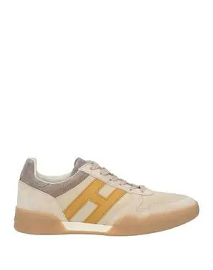 Hogan Man Sneakers Military Green Size 9.5 Soft Leather, Textile Fibers Beige