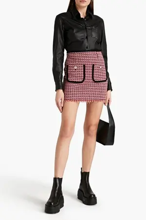 Maje Buttonembellished Tweed Mini Skirt
