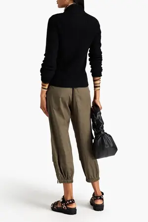 GANNI Brushed Ribbedknit Zipup Sweater