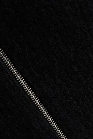 GANNI Brushed Ribbedknit Zipup Sweater