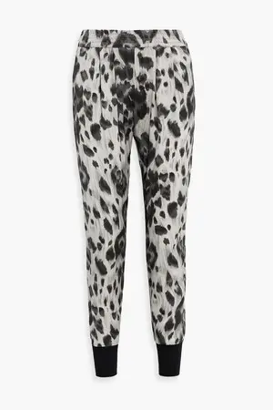 Stella McCartney Leopard-print Silk-satin Tapered Pants - Black