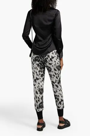 Stella McCartney Leopard-print Silk-satin Tapered Pants
