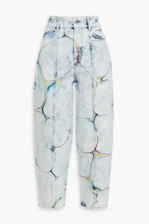 Stella McCartney Painted Acidwash Highrise Tapered Jeans - Light Denim