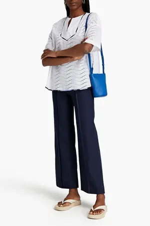 Kenzo Broderie Anglaise Cotton Top With Printed Trims