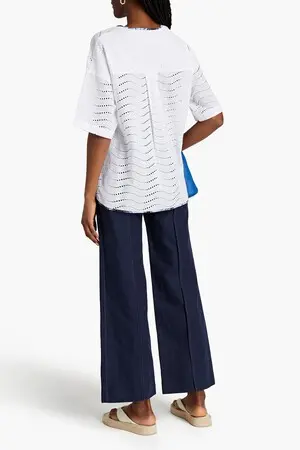Kenzo Broderie Anglaise Cotton Top With Printed Trims