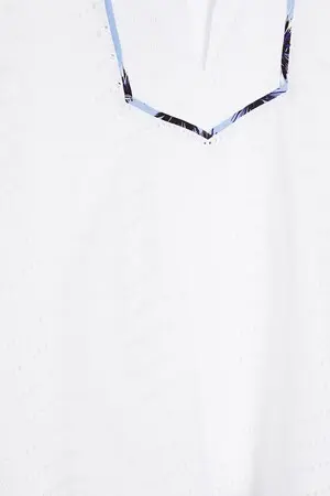 Kenzo Broderie Anglaise Cotton Top With Printed Trims