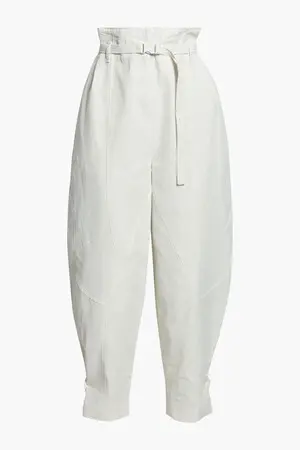 Stella McCartney Daisy Belted Twill Tapered Pants - Ivory