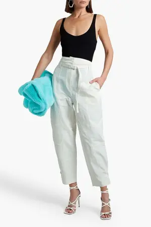 Stella McCartney Daisy Belted Twill Tapered Pants