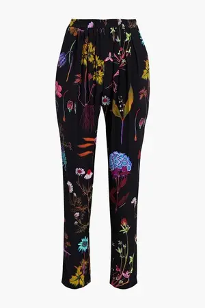 Stella McCartney Floral-print Silk Crepe De Chine Tapered Pants