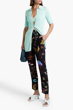 Stella McCartney Floral-print Silk Crepe De Chine Tapered Pants