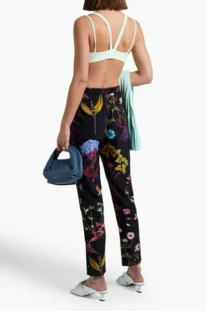 Stella McCartney Floral-print Silk Crepe De Chine Tapered Pants