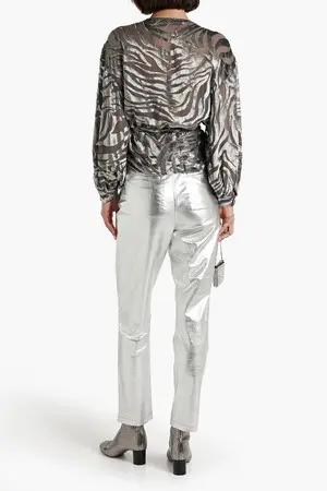 IRO PARIS Nurat Devoré-velvet Wrap Blouse