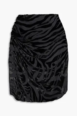 IRO PARIS Nizart Ruched Devoré-velvet Mini Skirt