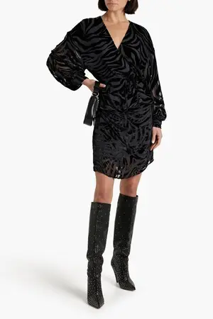 IRO PARIS Nizart Ruched Devoré-velvet Mini Skirt
