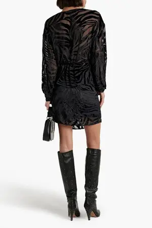 IRO PARIS Nizart Ruched Devoré-velvet Mini Skirt