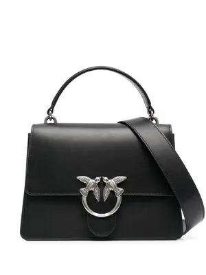 Pinko Love Birds Leather Tote Bag - Black
