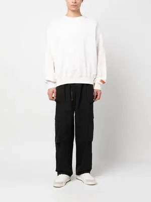 BONSAI Buckle-fastening Belted Cargo Trousers - Black