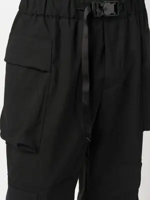 BONSAI Buckle-fastening Belted Cargo Trousers - Black