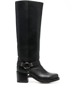PAUL WARMER Ring-detail Long Boots - Black