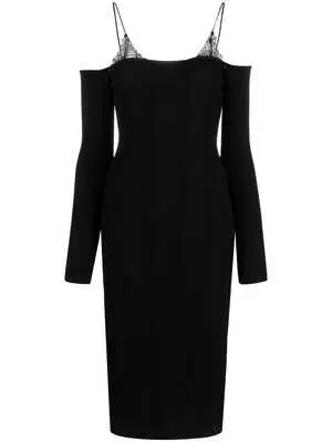 Blumarine Cold-Shoulder Lace-Trim Dress In Black - 70% Off | Editorialist