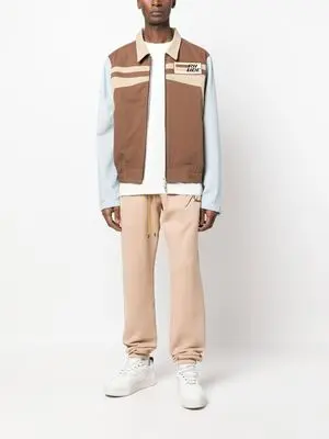 Rhude Embroidered-logo Cotton Track Pants - Neutrals