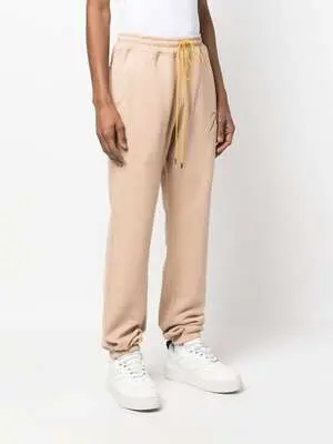 Rhude Embroidered-logo Cotton Track Pants - Neutrals
