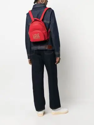 Moschino Logo-plaque Pebbled-effect Backpack